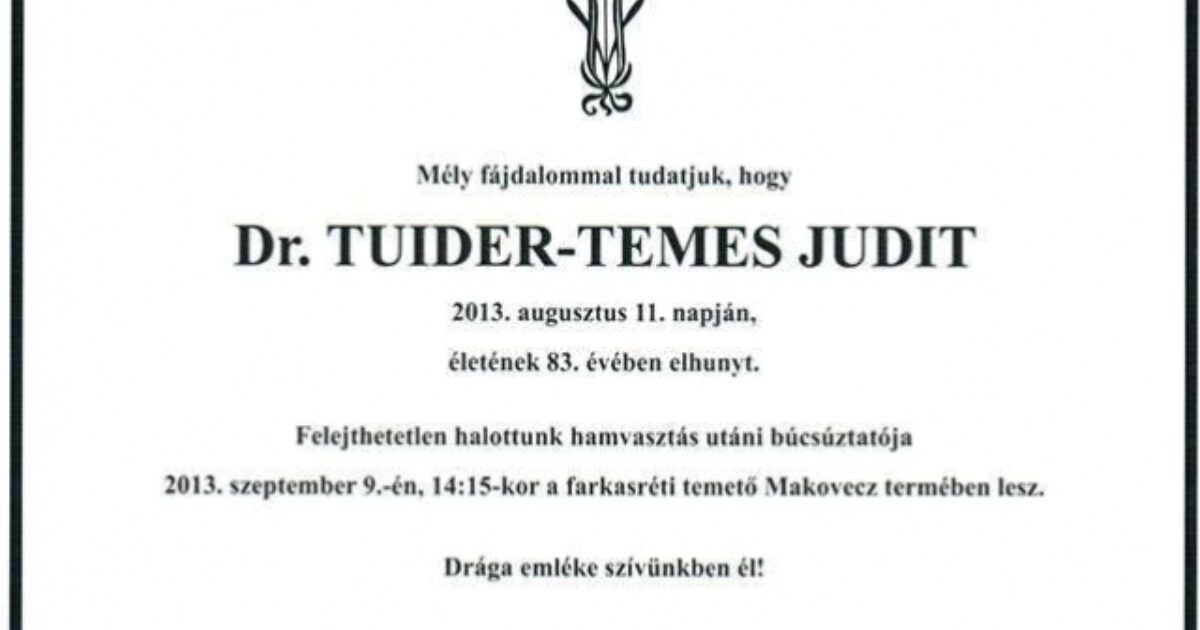 Végső búcsú dr. Temes Judittól